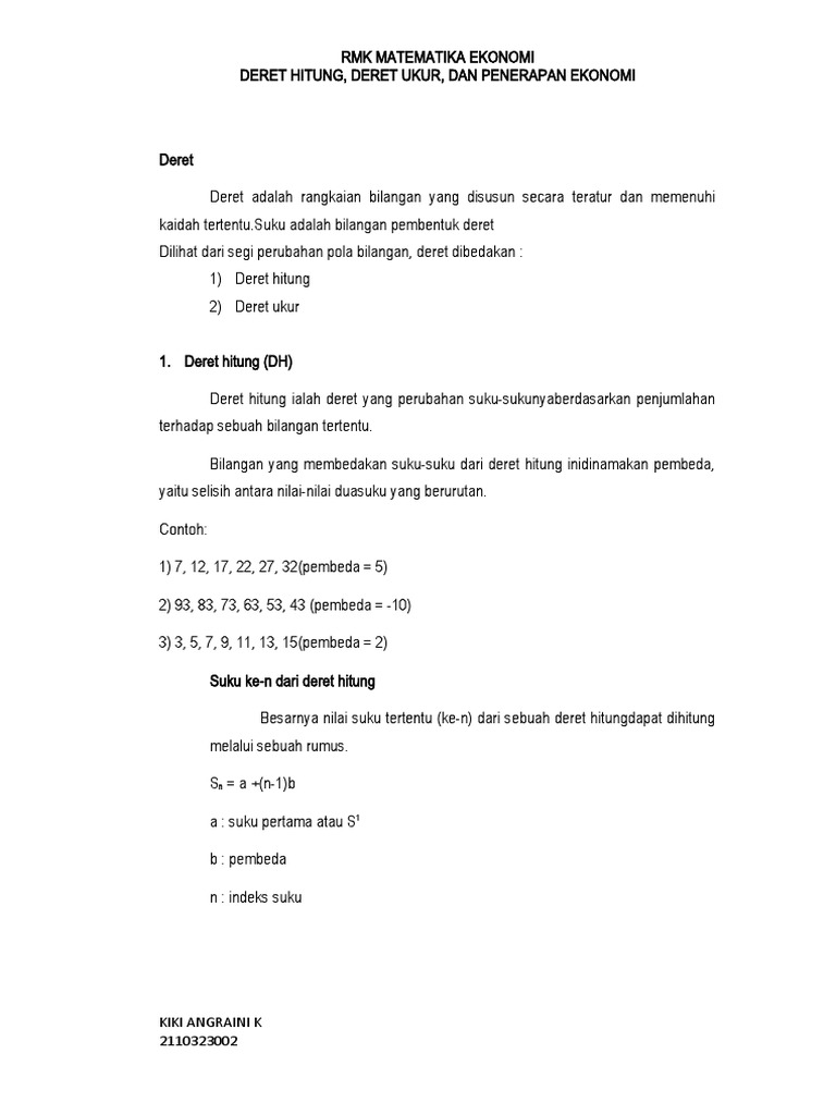 Deret Hitung dan Ukur dalam Ekonomi | PDF