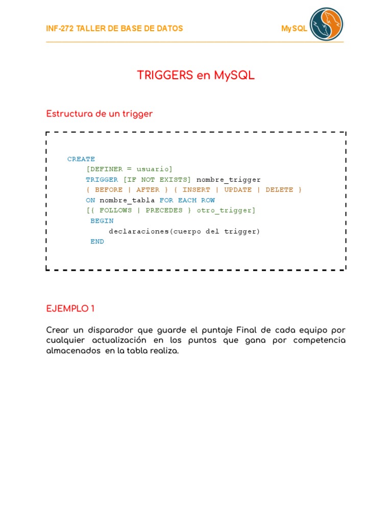 Triggers MySQL | PDF | Bases de datos | Software de gestión de datos