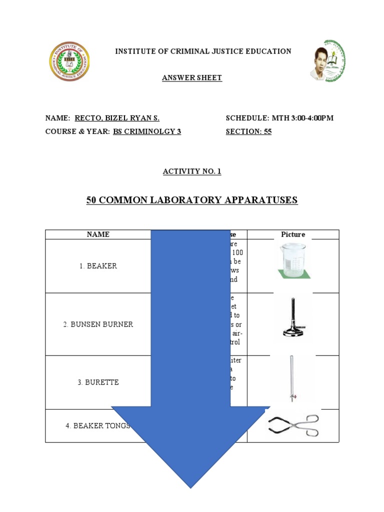 Activity No. 1 (50 Laboratory Apparatuses) | PDF | Glasses | Laboratories