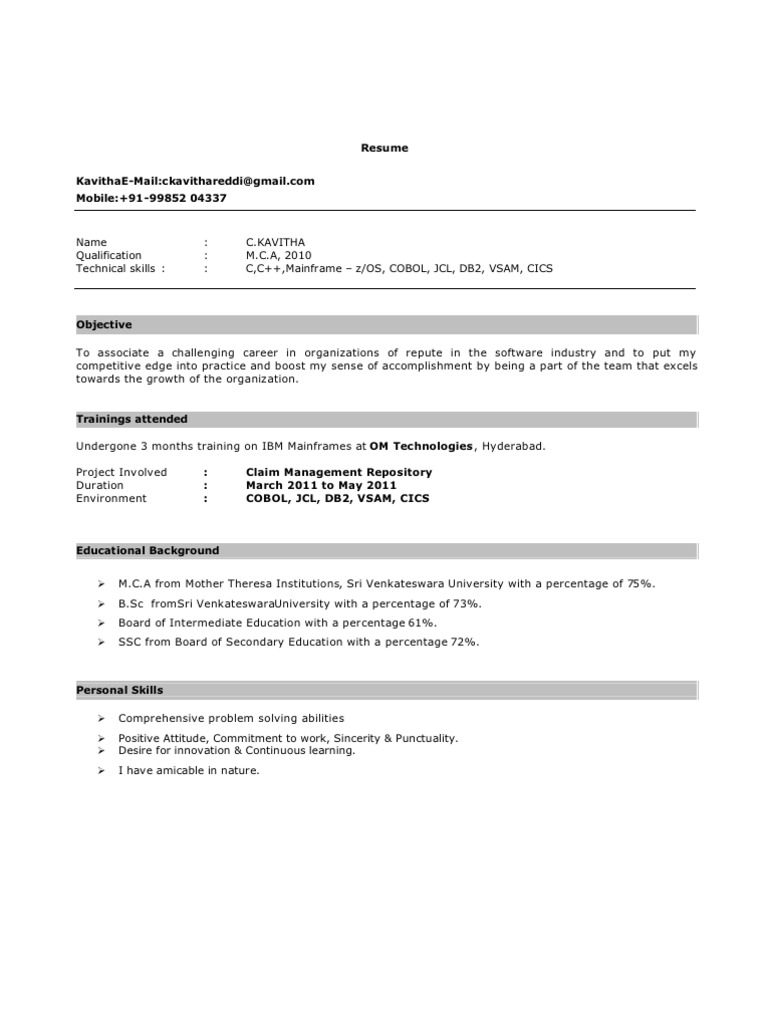 Kavitha Resume | PDF