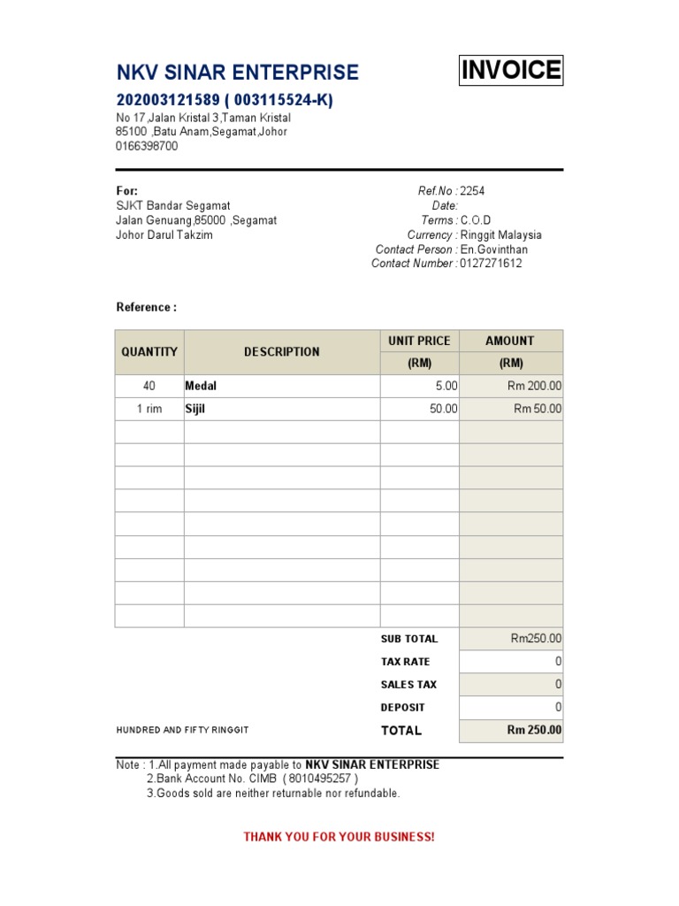 Invoice: NKV Sinar Enterprise | PDF