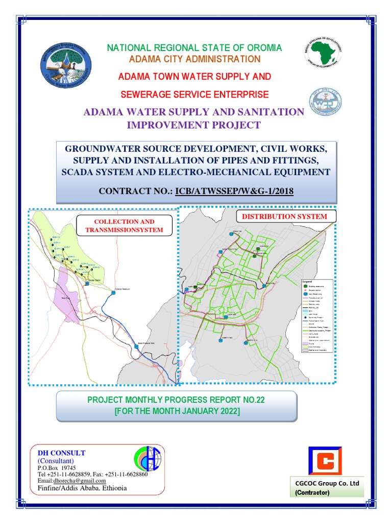 Adama Water Supply Project Progress Report | PDF | Pipe (Fluid ...