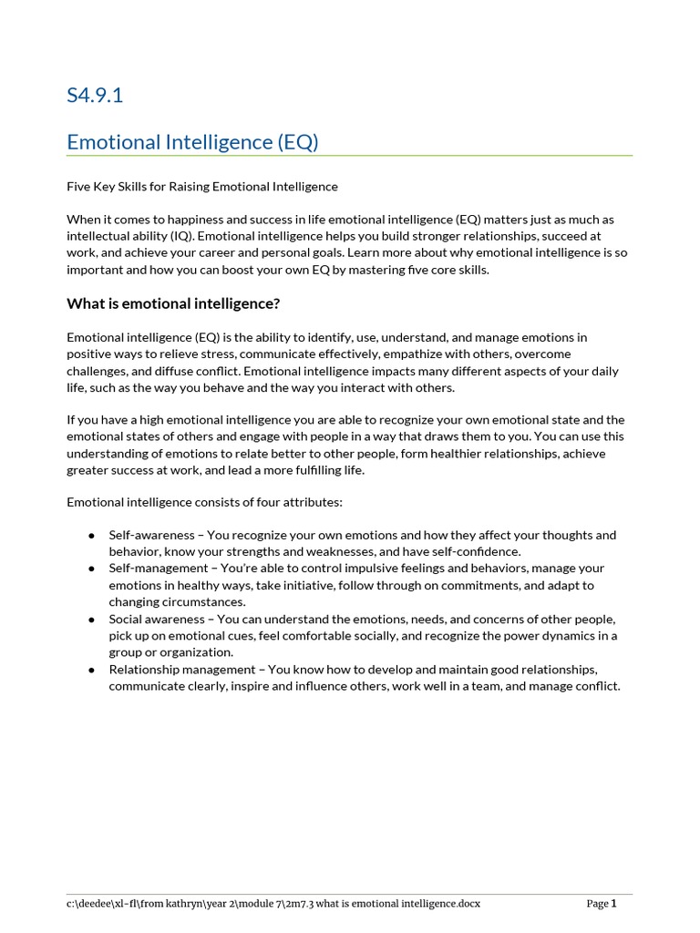 Boost Your Emotional Intelligence Skills | PDF | Nonverbal ...