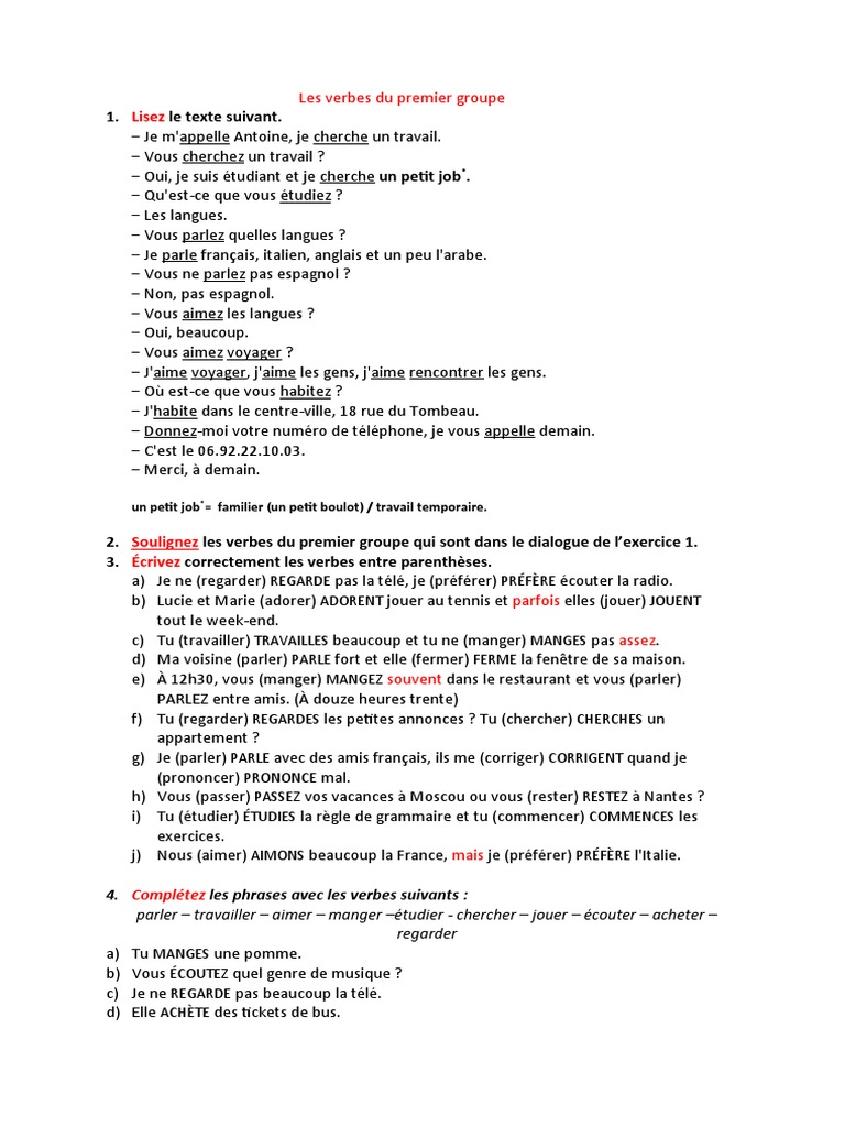 A1 1 Exercices Er Correction | PDF | Verbe | Langues
