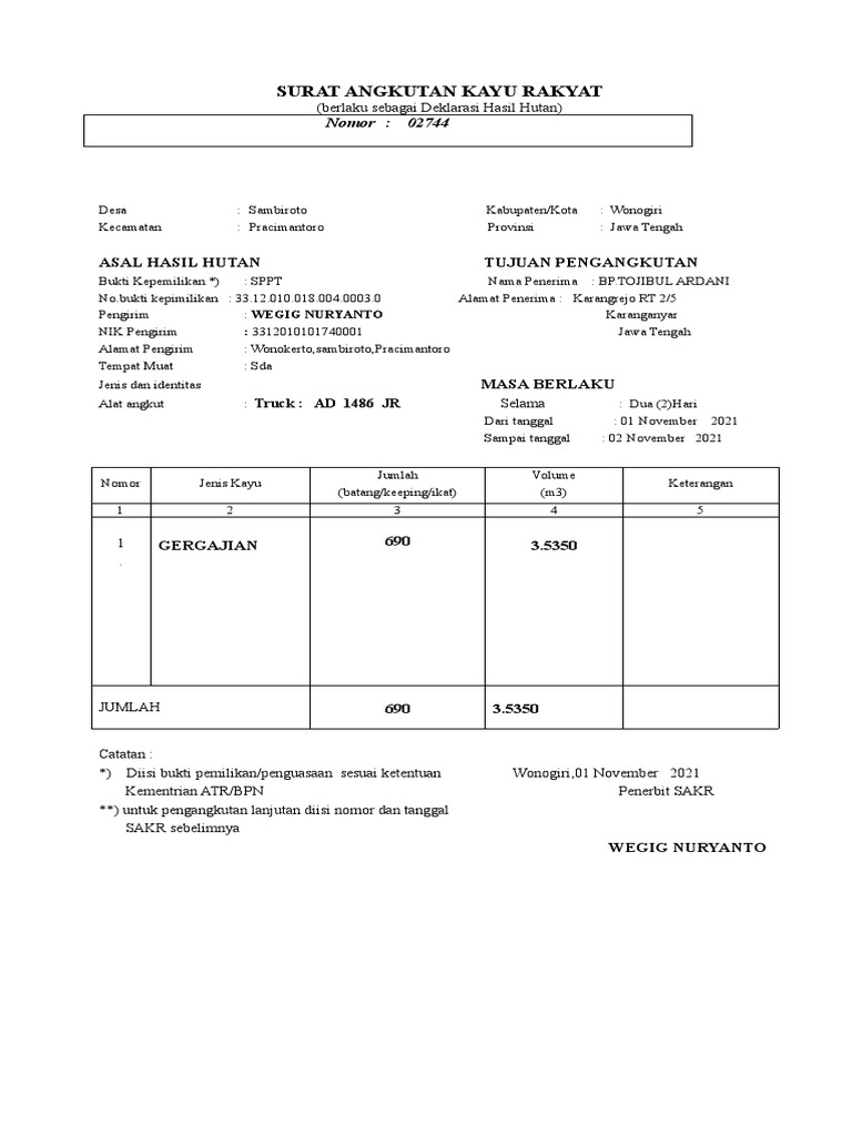 Surat Angkutan Kyu Rakyat-Sakr | PDF