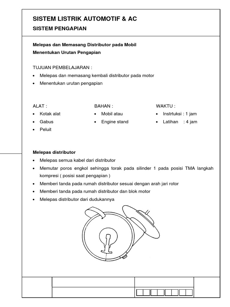 Melepas Dan Memasang Distributor Dari Mesin | PDF