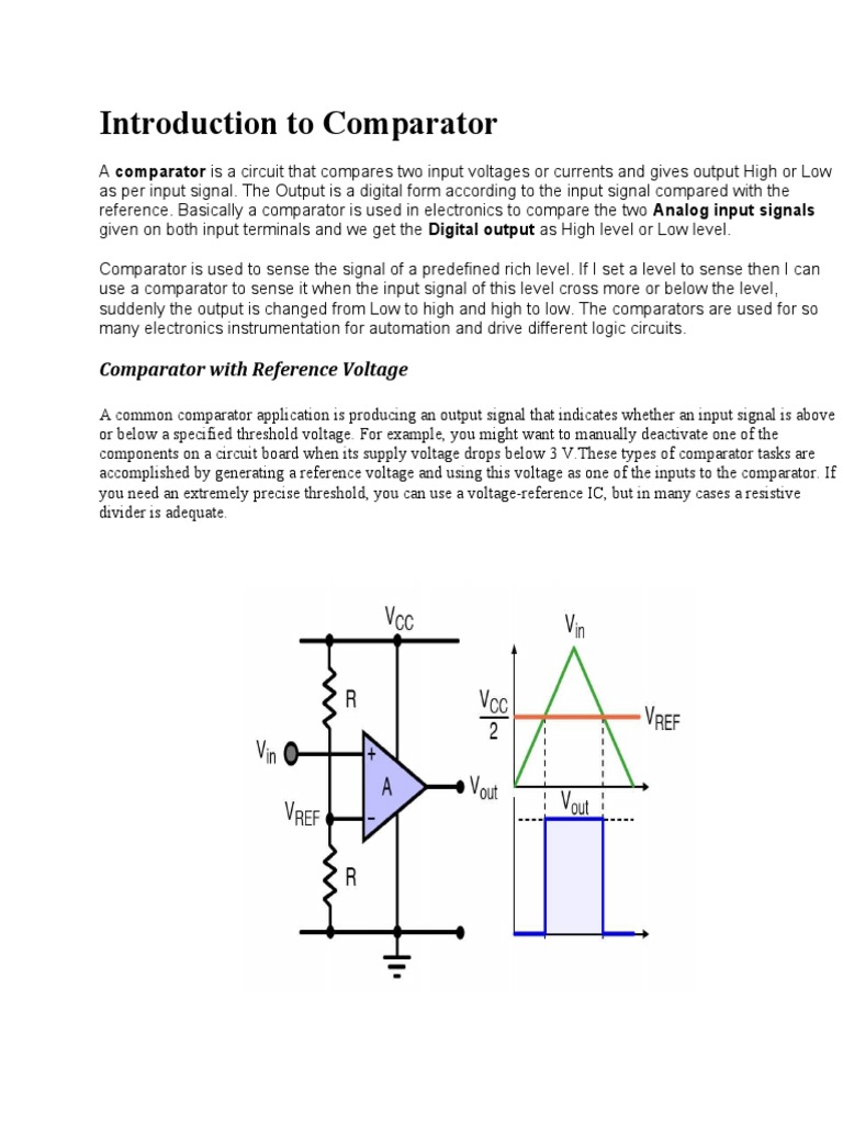 Introduction To Comparator Circuit | PDF | Operational Amplifier ...