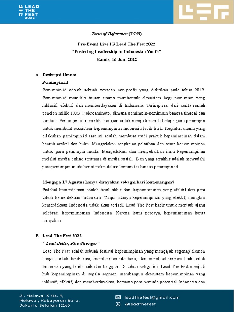 TOR Pre-Event IG Live#1 LTF 2022 | PDF