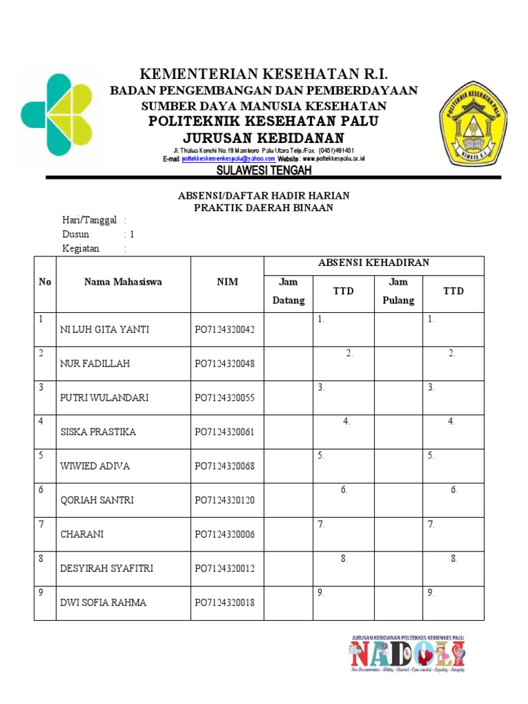 Absensi Kehadiran Mahasiswa Darbin Tingkat 3 | PDF