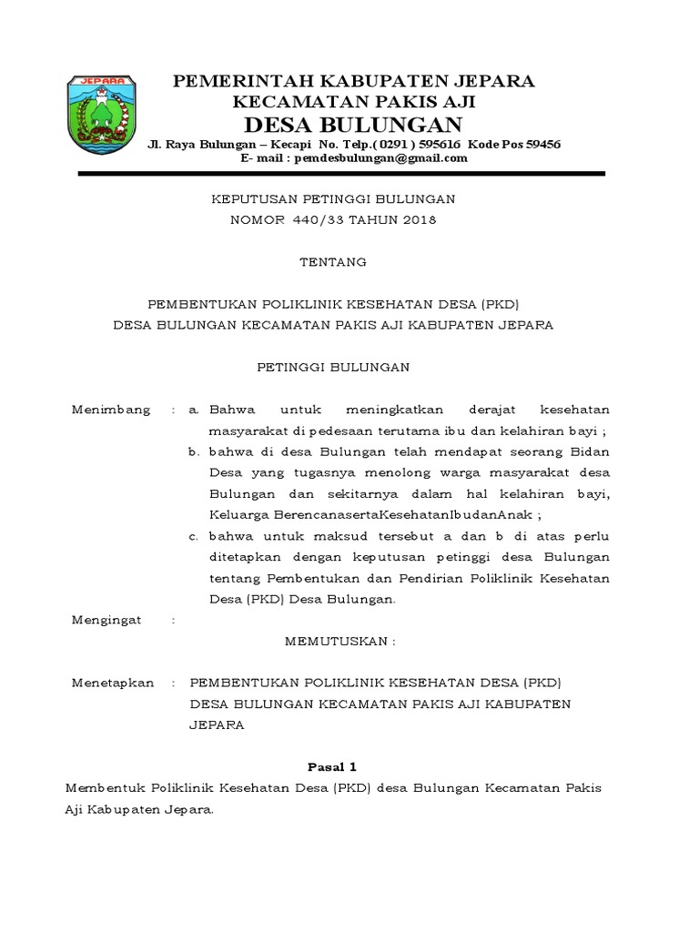 Desa Bulungan: Pemerintah Kabupaten Jepara Kecamatan Pakis Aji | PDF
