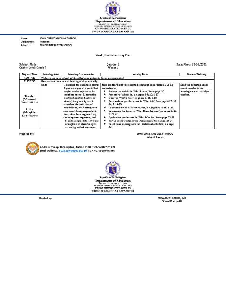WHLP Template | PDF | Cognition | Angle