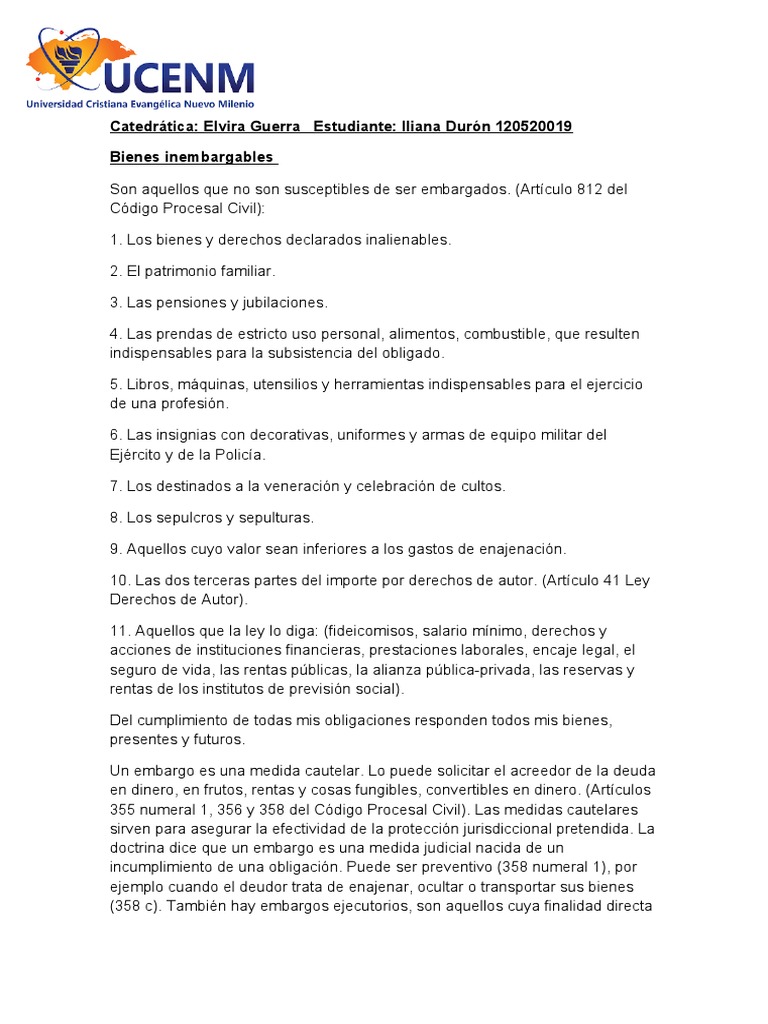 bienes inembargables | PDF