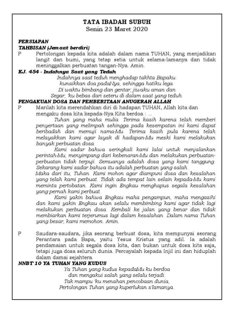 Tata Ibadah Subuh | PDF