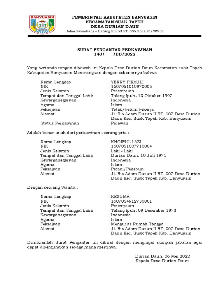 Surat Nikah N1 | PDF