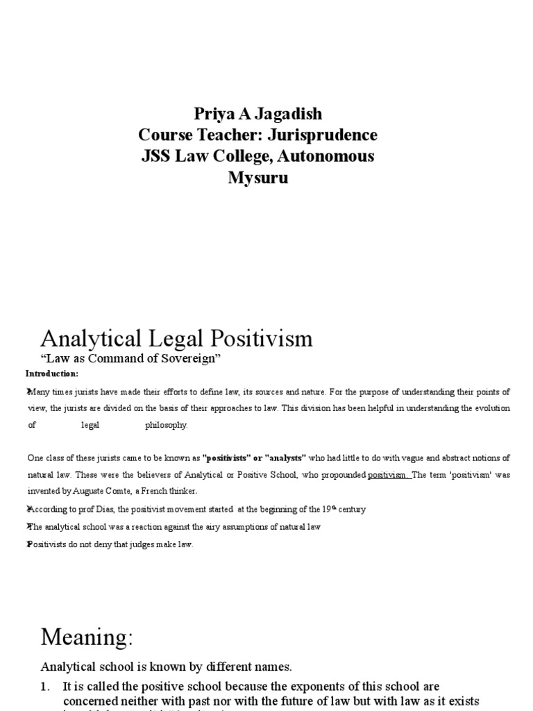 Priya A Jagadish Course Teacher: Jurisprudence JSS Law College, Autonomous Mysuru | PDF ...