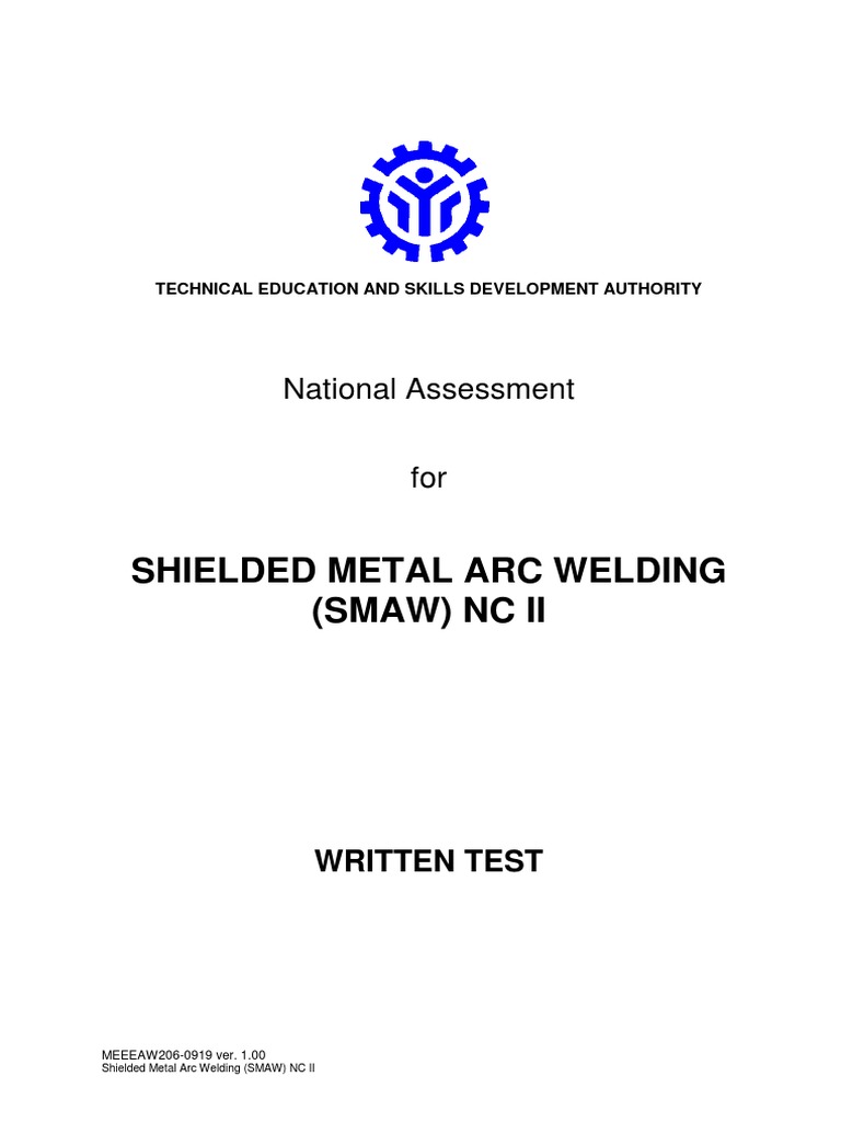 Shielded Metal Arc Welding (Smaw) NC Ii: National Assessment | PDF ...