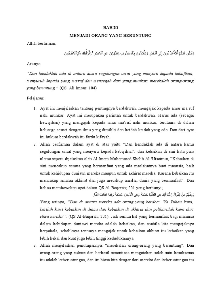 Bab 20 Menjadi Orang Yang Beruntung | PDF