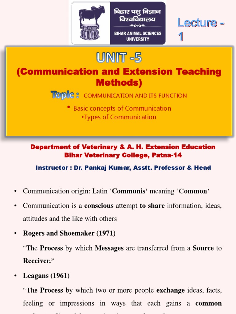 Unit 5 Communication and Extension Teaching Methods | PDF ...