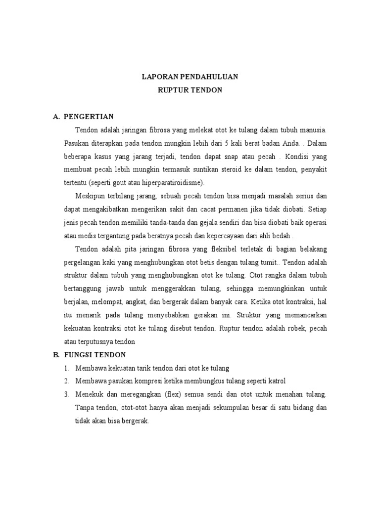 Pemahaman Ruptur Tendon dan Penanganannya | PDF | Sains & Matematika