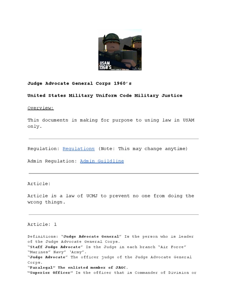 USAM Uniform Code Military Justice (Updated) | PDF | Judge Advocate ...