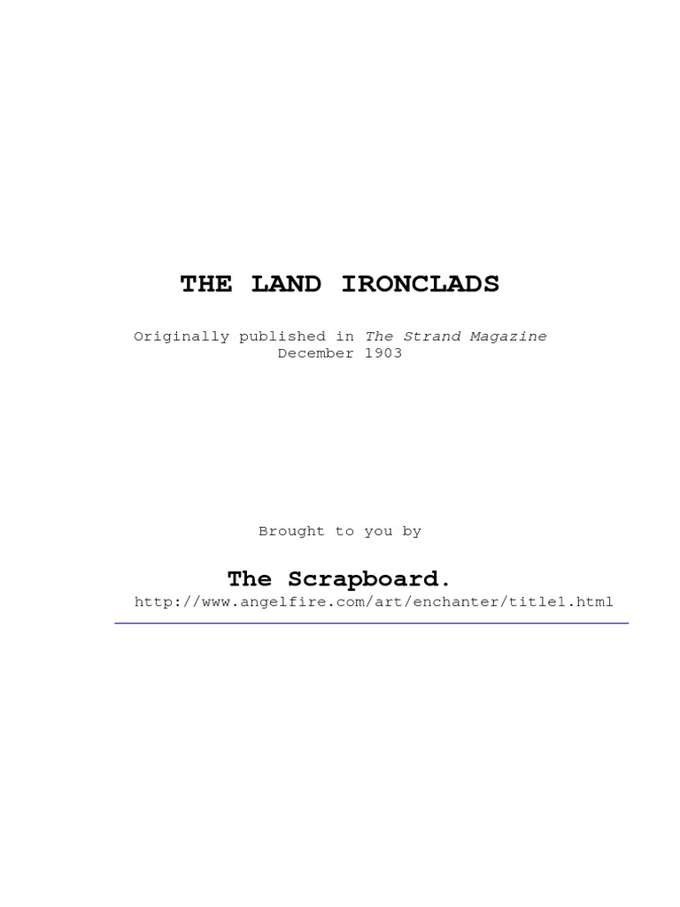 H.G. Wells' The Land Ironclads | PDF