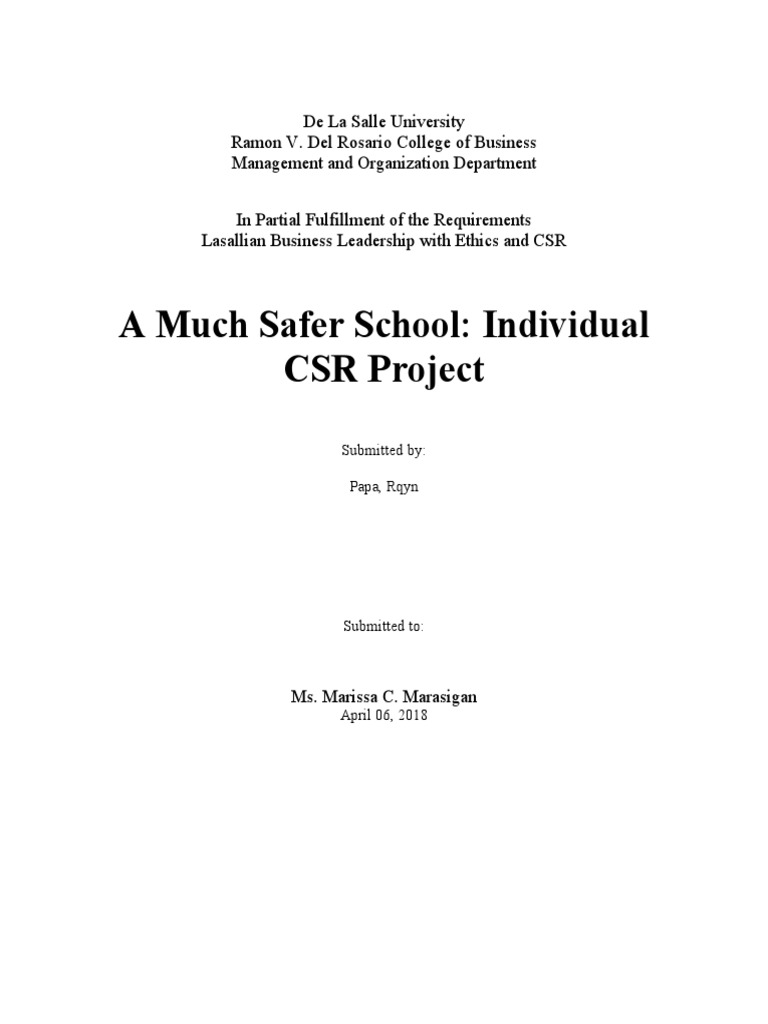 A Much Safer School: Individual CSR Project | PDF | Ionizing Radiation ...