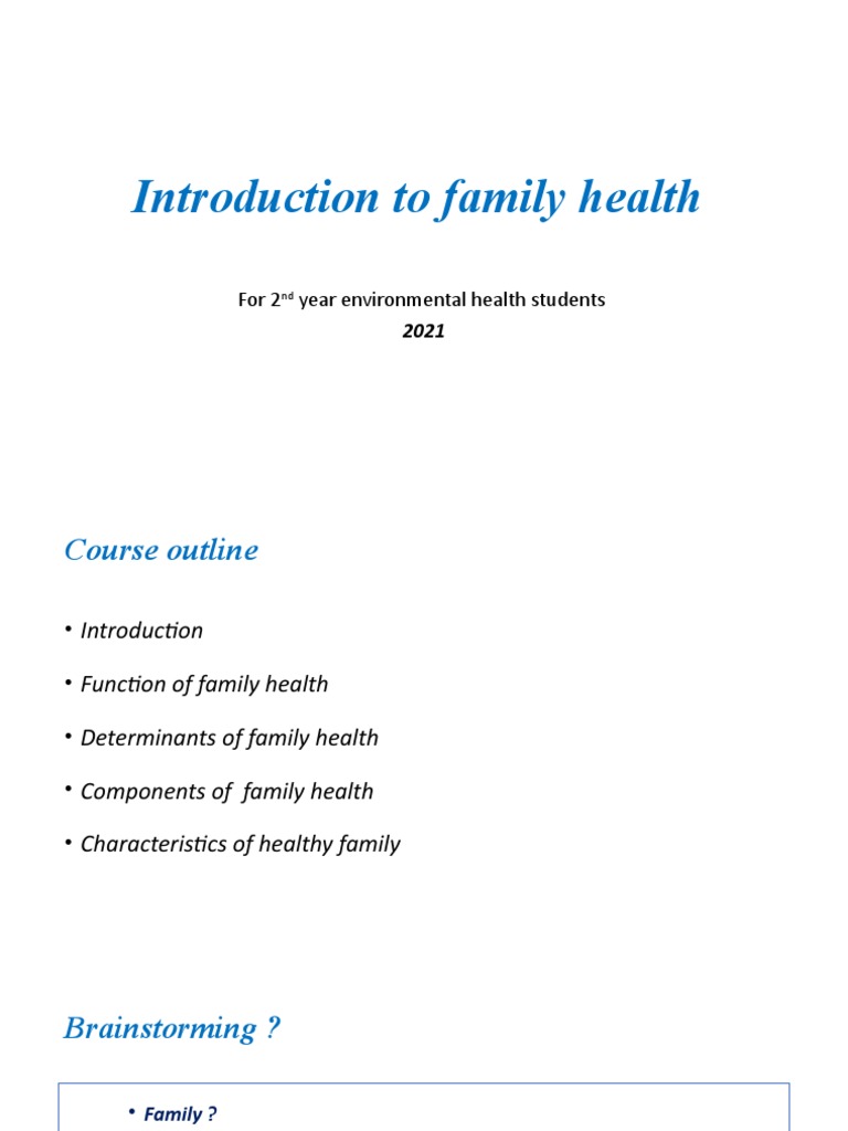 Introduction to Family Health Concepts | PDF | Family | Health Care