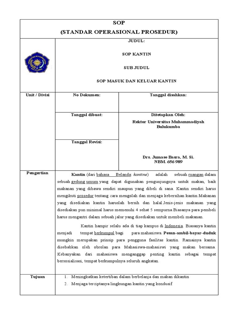 Sop Kantin Umb | PDF