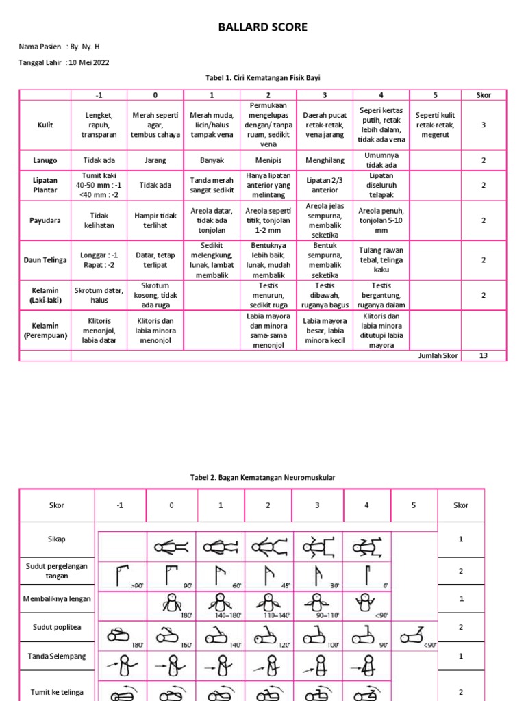 Penilaian Ballard Score Bayi Baru Lahir | PDF