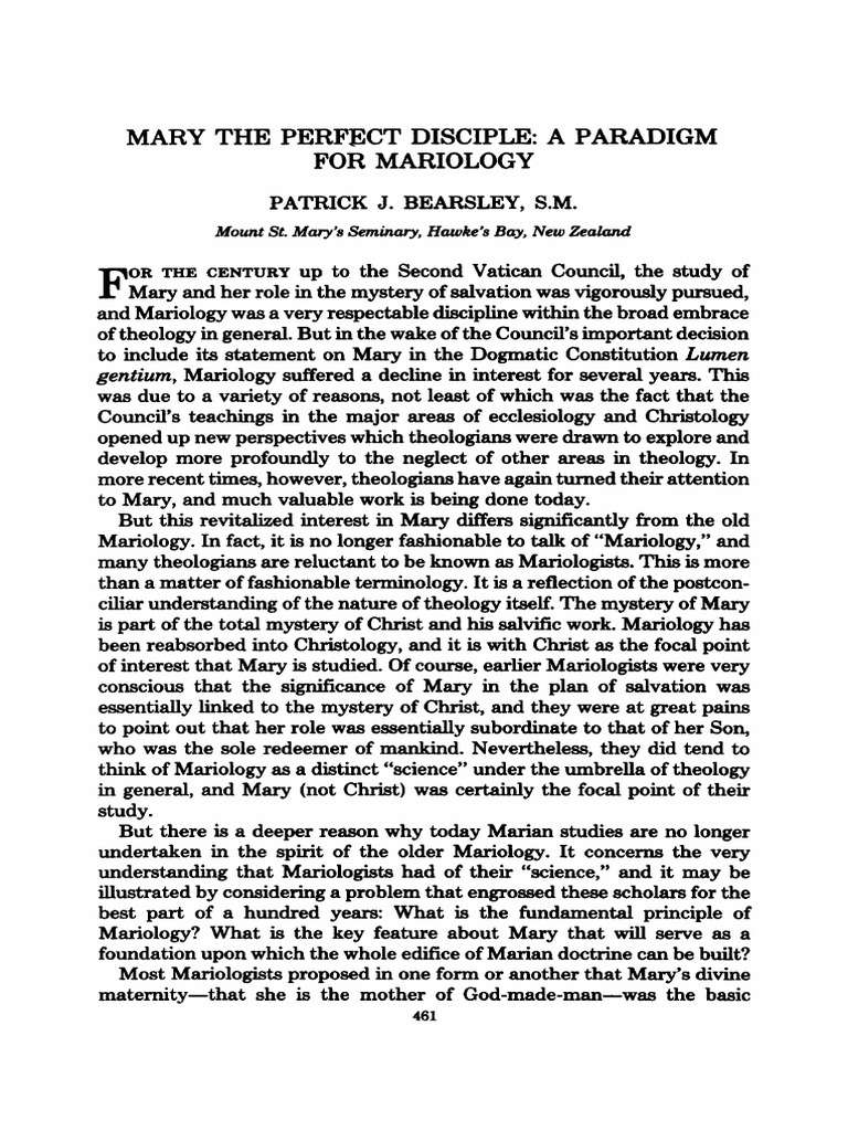 Mary The Perfect Disciple A Paradigm For Mariology | PDF | Paradigm ...