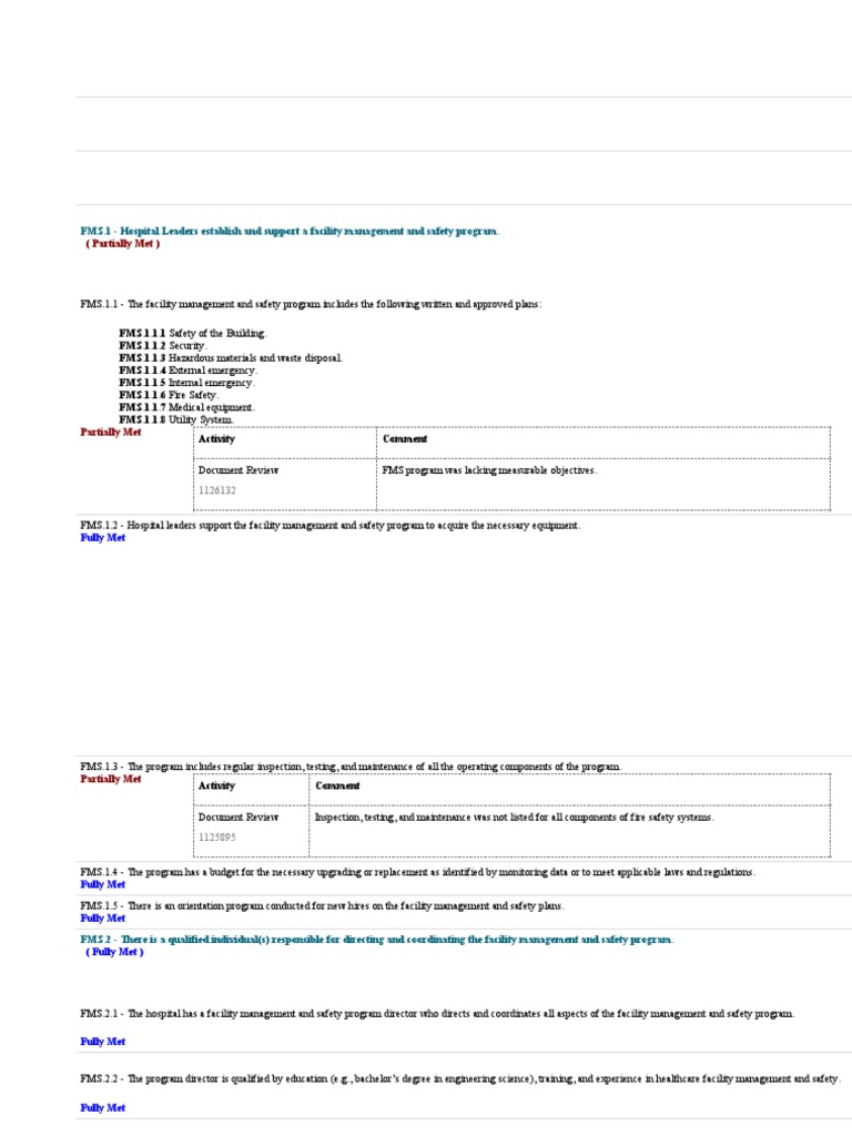 FMS.1 - Hospital Leaders Establish and Support A Facility Management ...