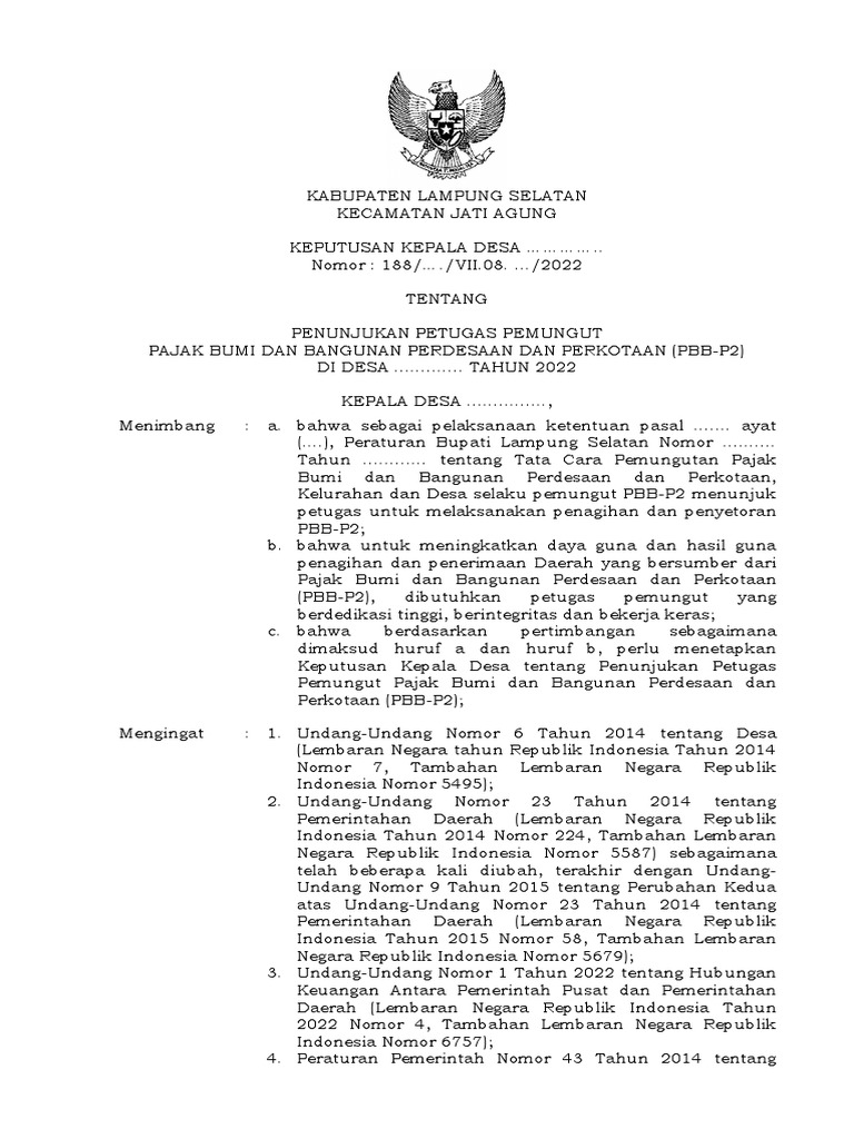 Contoh SK Kolektor PBB | PDF