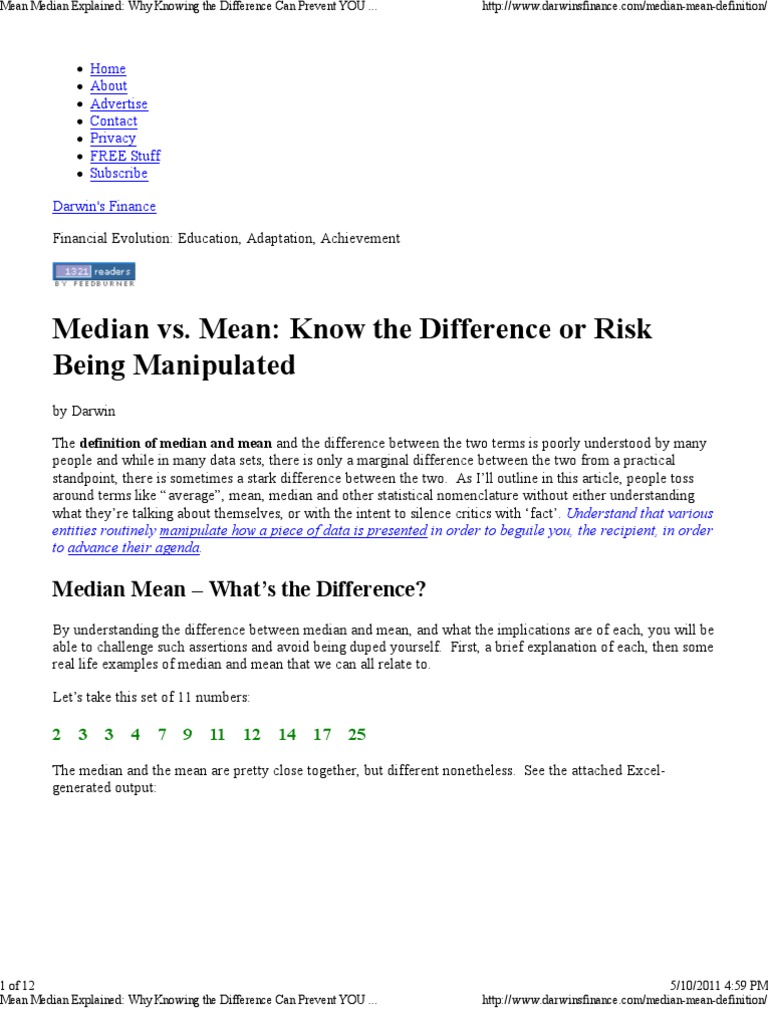 Mean Vs Median Vs Mode | PDF | Arithmetic Mean | Average
