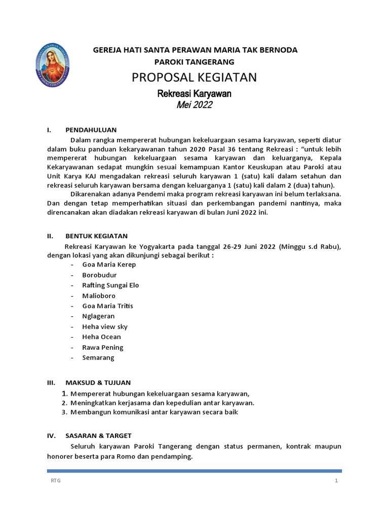 Proposal - Rekreasi Karyawan | PDF