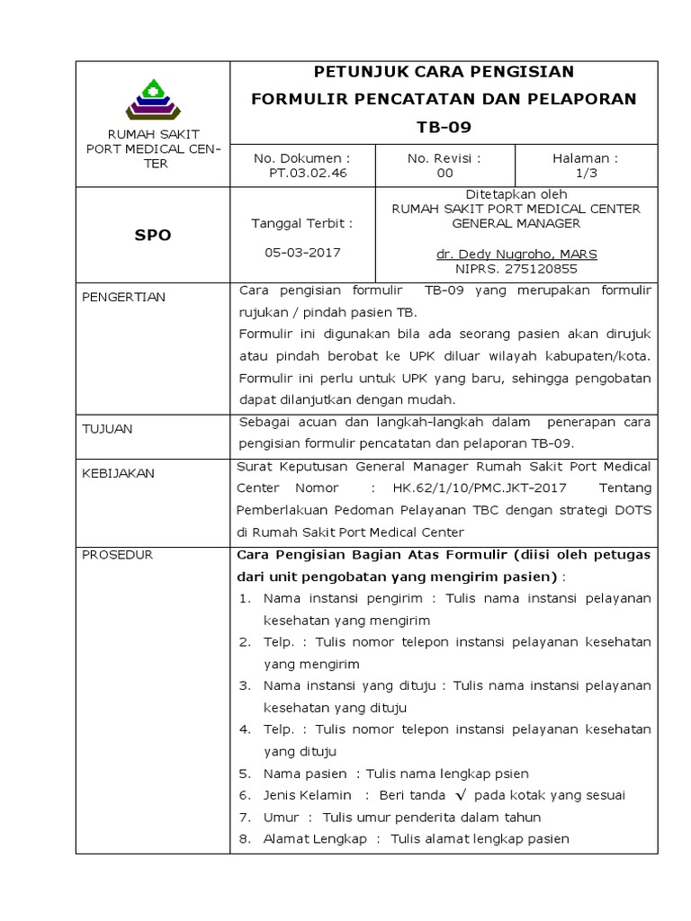 Panduan Pengisian Formulir TB-09 | PDF | Hukum