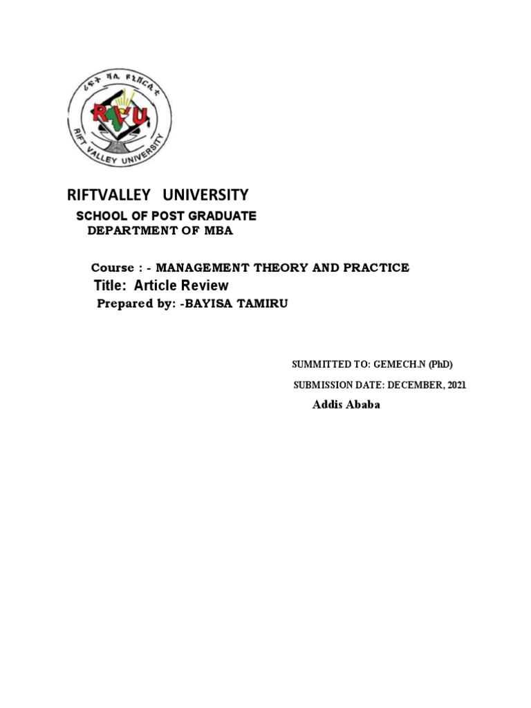 BAYISA MANAGMENT Article Review | PDF | Policy | Leadership