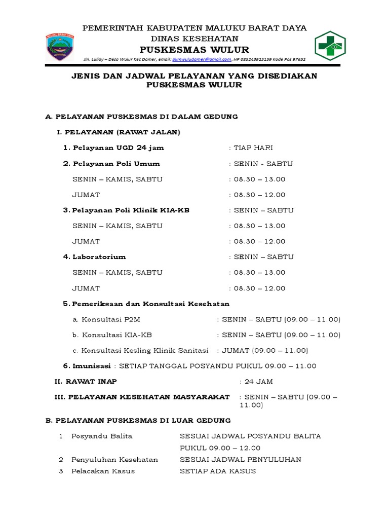 1 2 4 Ep 1 Brosur Dan Jenis Jadwal Pelayanan | PDF