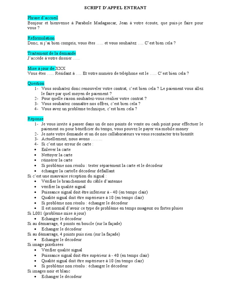 Guide Appels Entrants Parabole Madagascar | PDF | Télévision par câble ...