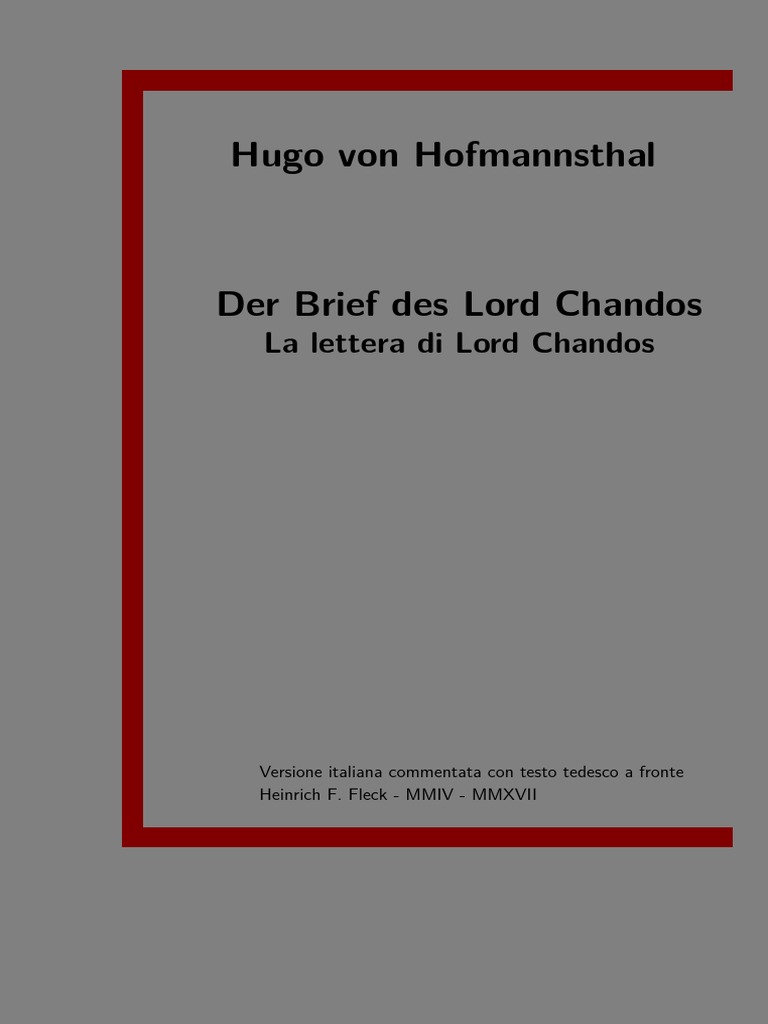 Der Brief Des Lord Chandos - Hugo Von Hofmannsthal | PDF