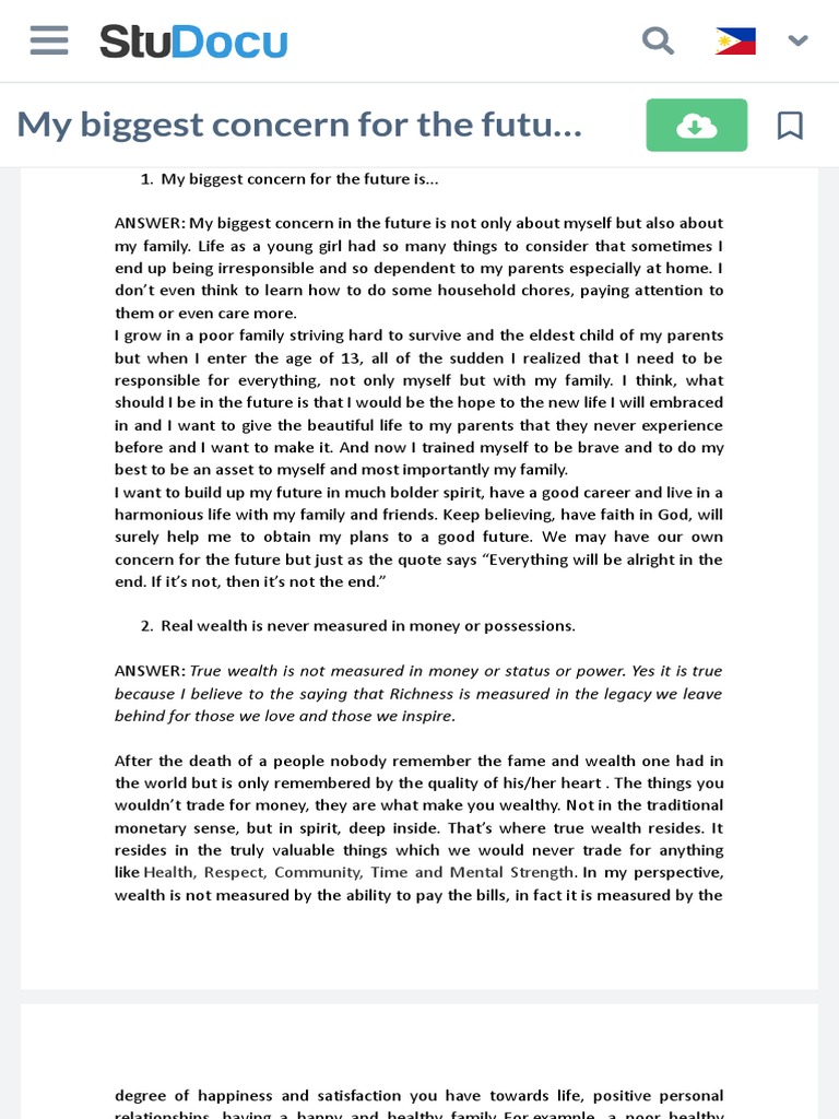 Future Concerns and True Wealth | PDF