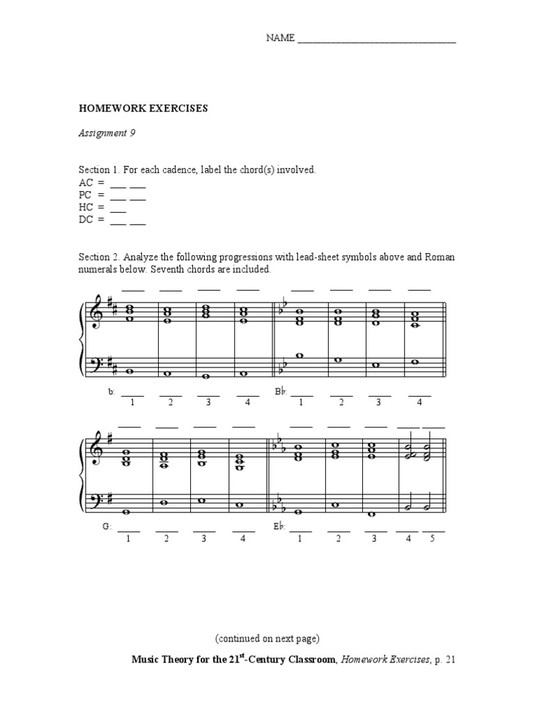 Homework Exercises: Assignment 9 | PDF | Harmony | Elements Of Music