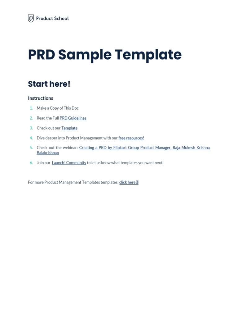 PRD Sample Template: Start Here! | PDF | Ios | Mobile App