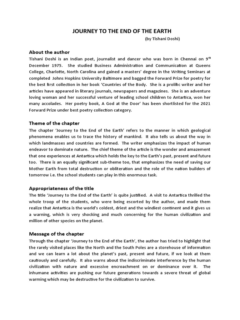 Journey To The End of The Earth - Vistas | PDF | Antarctica | Climate ...