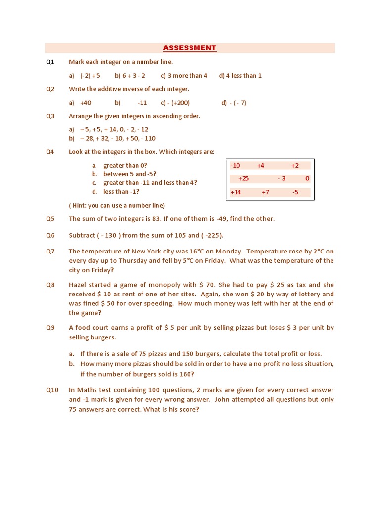 Integer Operations and Problem Solving | PDF