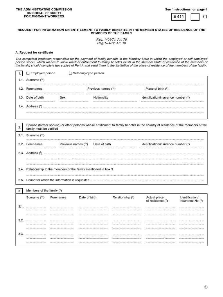 Form E411 EN | PDF | Identity Document | Family