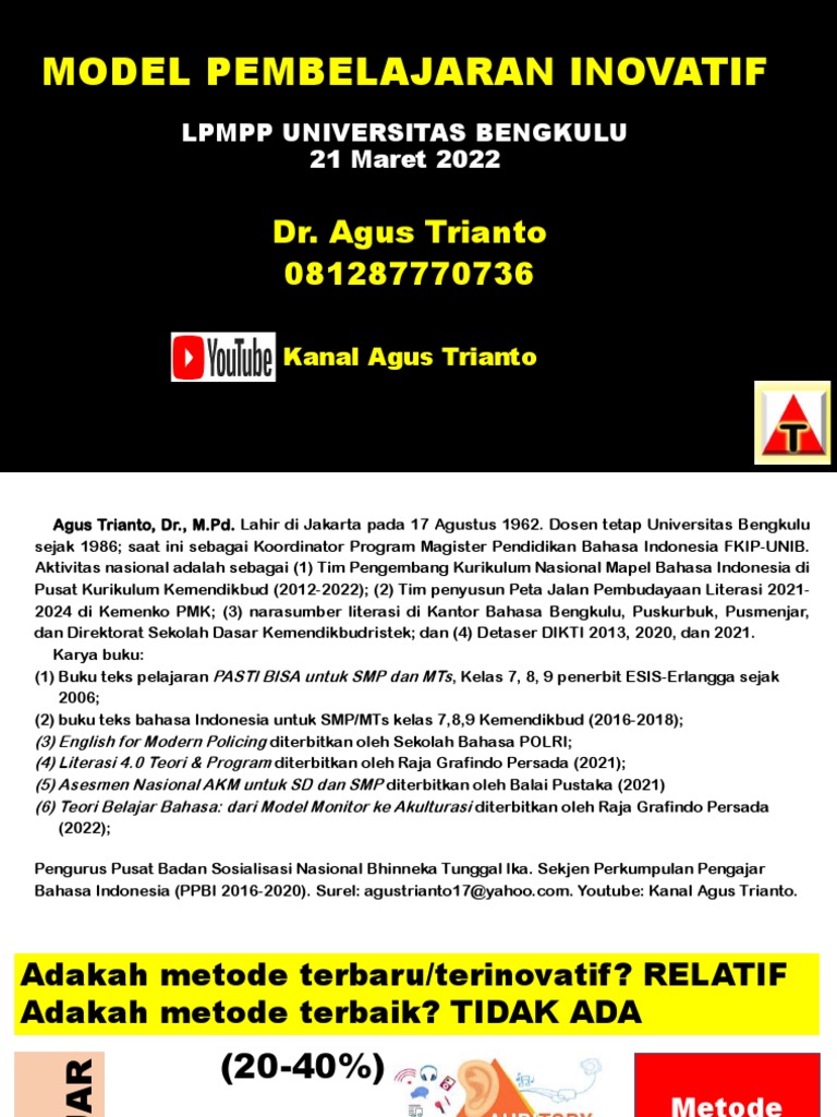 Materi 5.Model-Model Pembelajaran Inovatif - Dr. Agus Trianto, M.Pd ...