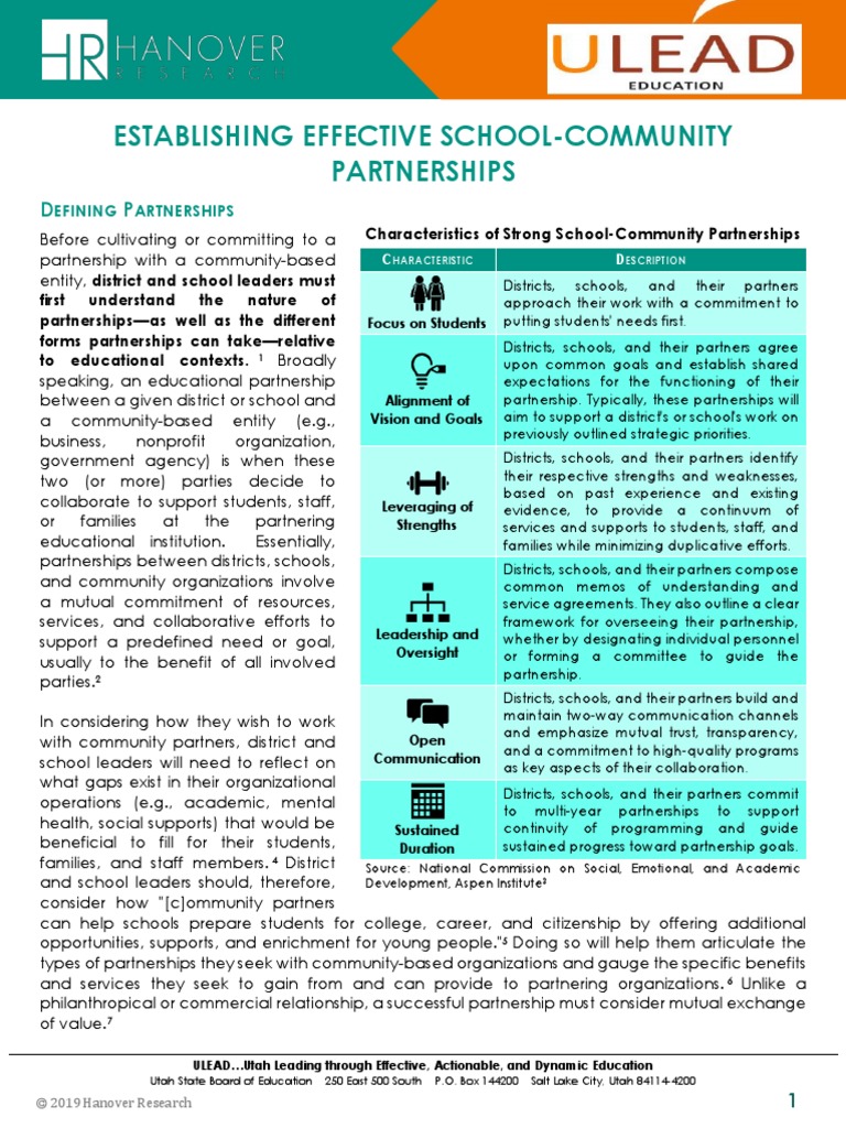 Establishing Effective School Community Partnerships | PDF ...