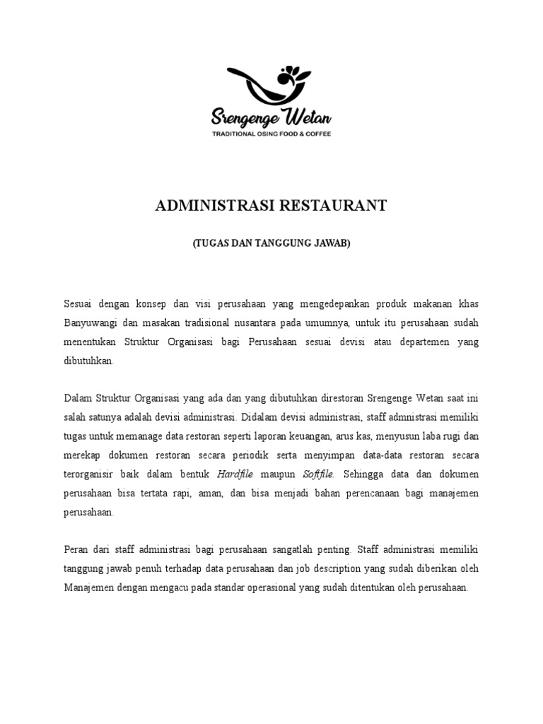 The Vital Role of Restaurant Administration | PDF