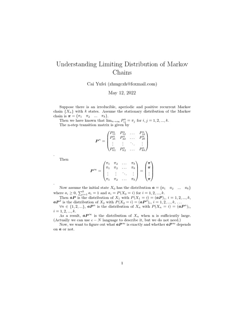 Understanding Limiting Distribution of Markov Chains | PDF | Markov ...