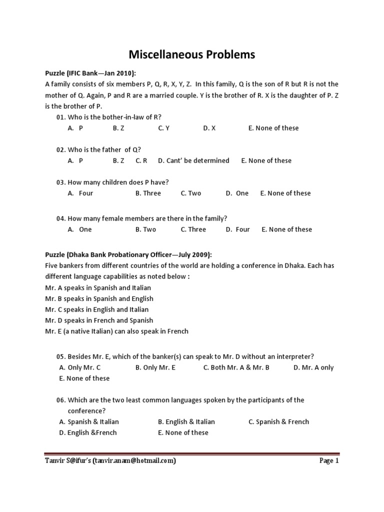 Analytical Lesson On Miscellaneous Problems | PDF | Wheat | Argument